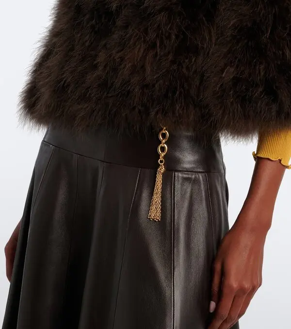YVES SALOMON Cropped Feather Jacket - Brown