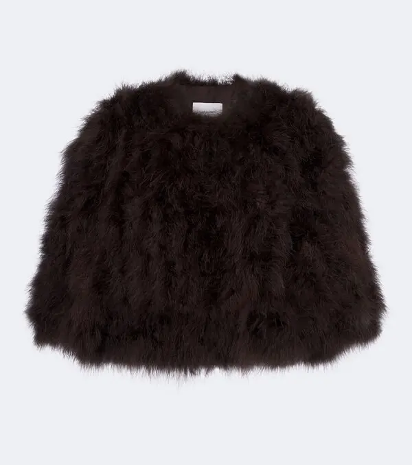 YVES SALOMON Cropped Feather Jacket - Brown