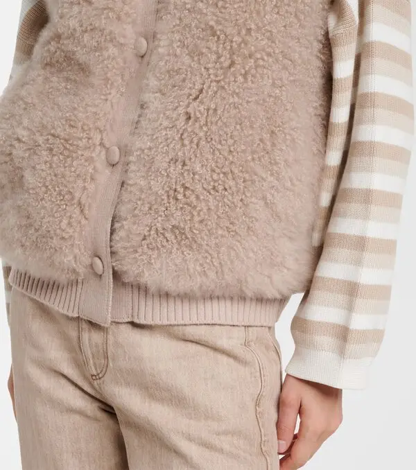 YVES SALOMON Wool-trimmed Shearling Vest - Beige