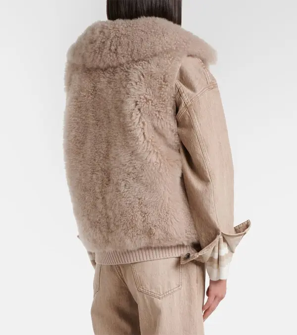 YVES SALOMON Wool-trimmed Shearling Vest - Beige