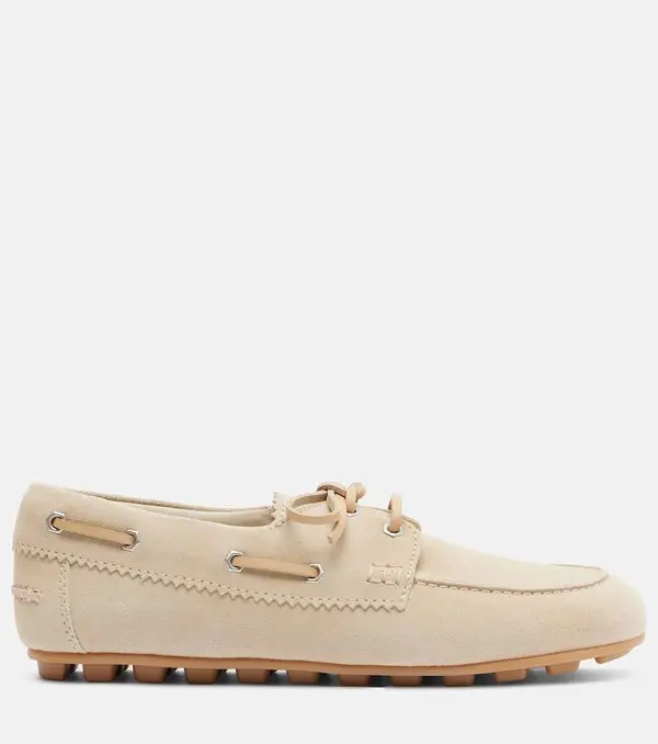 Hogan Suede Boat Shoes - Beige