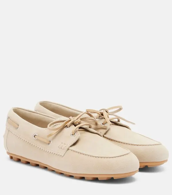 Hogan Suede Boat Shoes - Beige