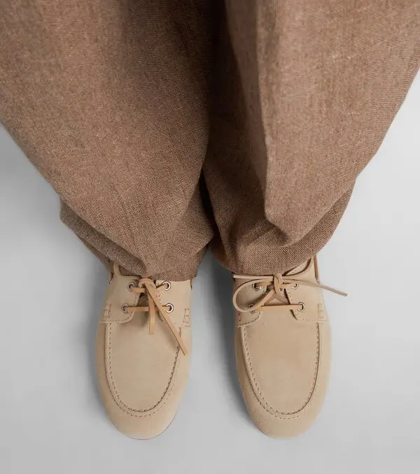 Hogan Suede Boat Shoes - Beige