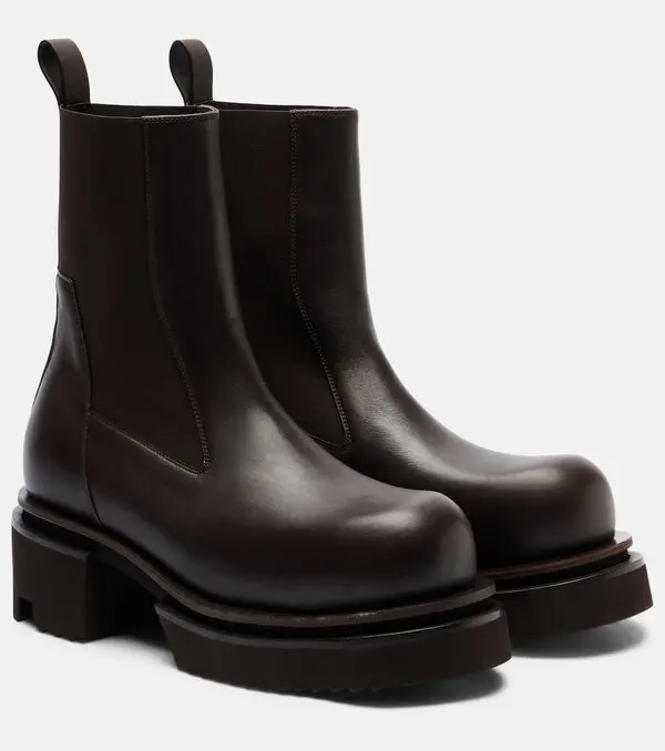 Rick Owens Beatle 60 Leather Platform Chelsea Boots - Black