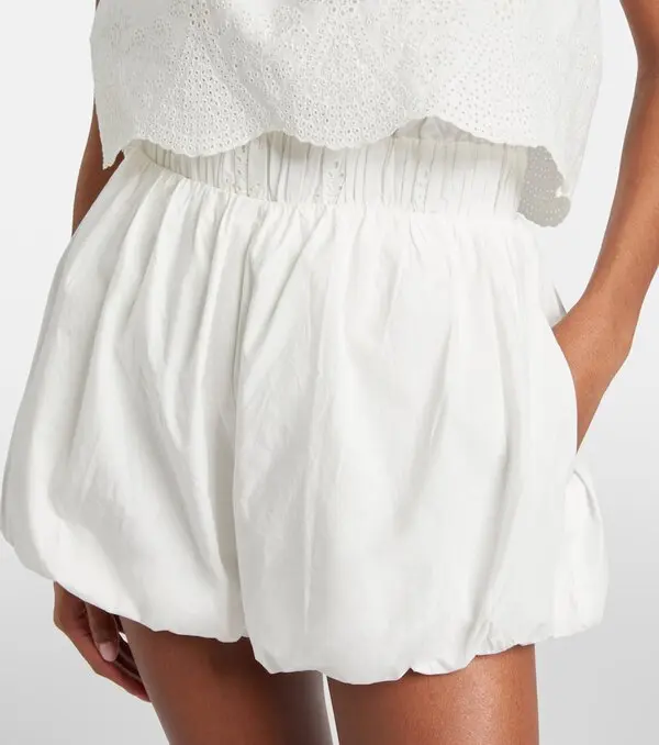 Posse Aurelia Cotton Poplin Shorts - White