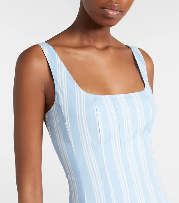 Staud Wells Striped Cotton Midi Dress
