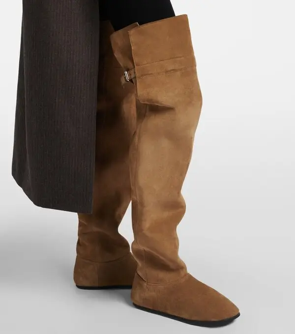 CHRISTEN Suede Over-the-knee Boots - Beige