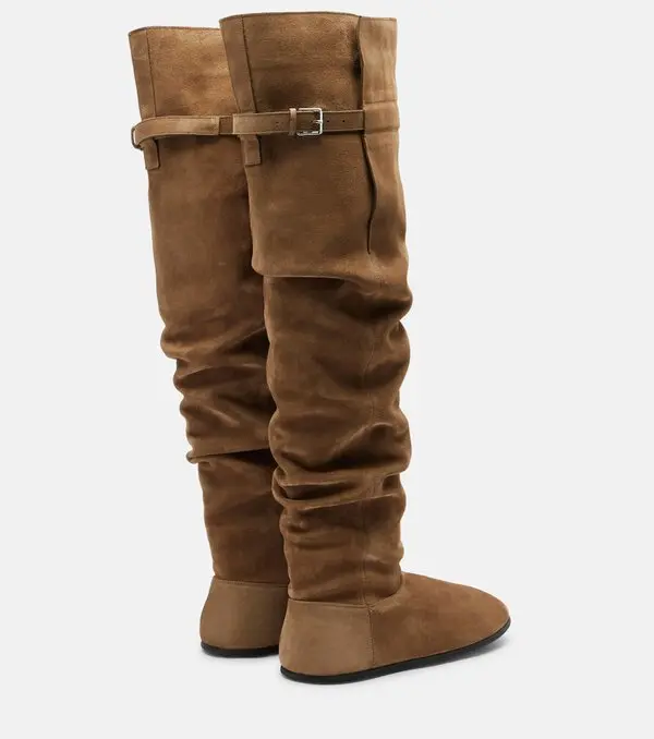 CHRISTEN Suede Over-the-knee Boots - Beige