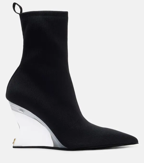 Balmain Knitted Wedge Ankle Boots