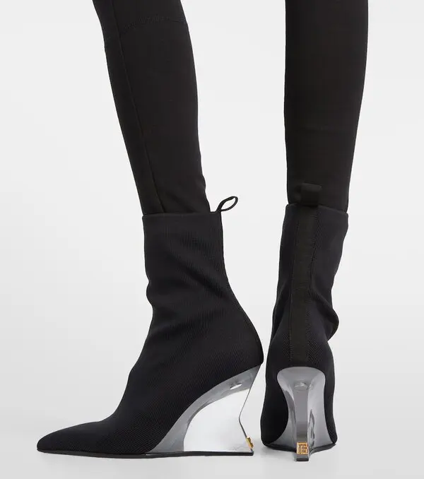 Balmain Knitted Wedge Ankle Boots