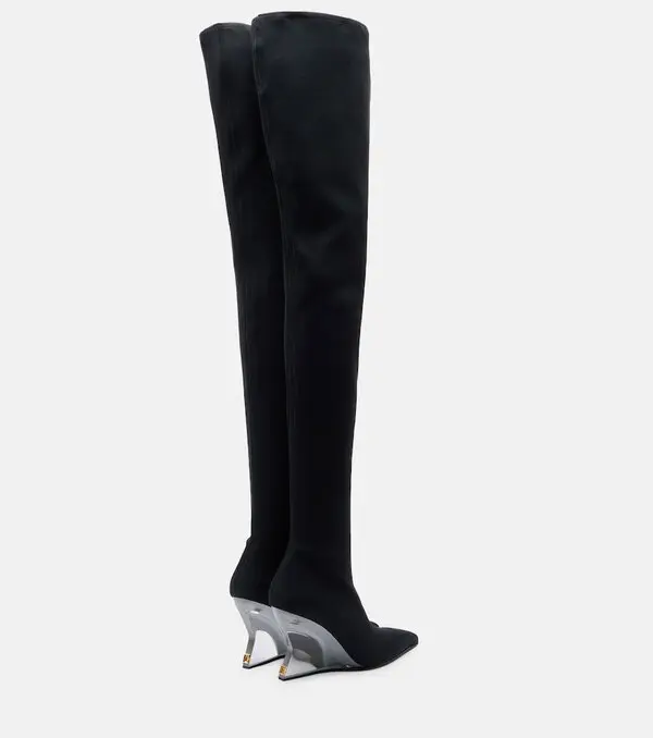 Balmain Knitted Over-the-knee Wedge Boots