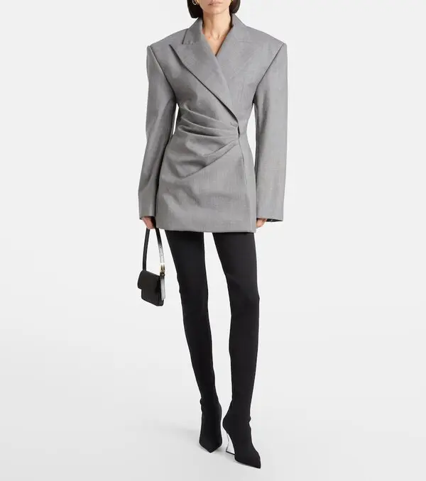 Balmain Knitted Over-the-knee Wedge Boots