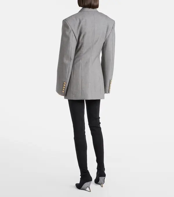 Balmain Draped Virgin Wool Blazer Dress