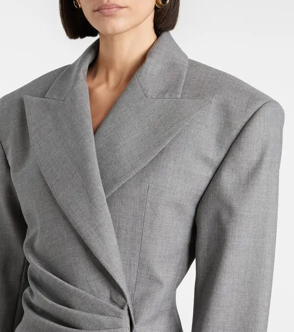 Balmain Draped Virgin Wool Blazer Dress