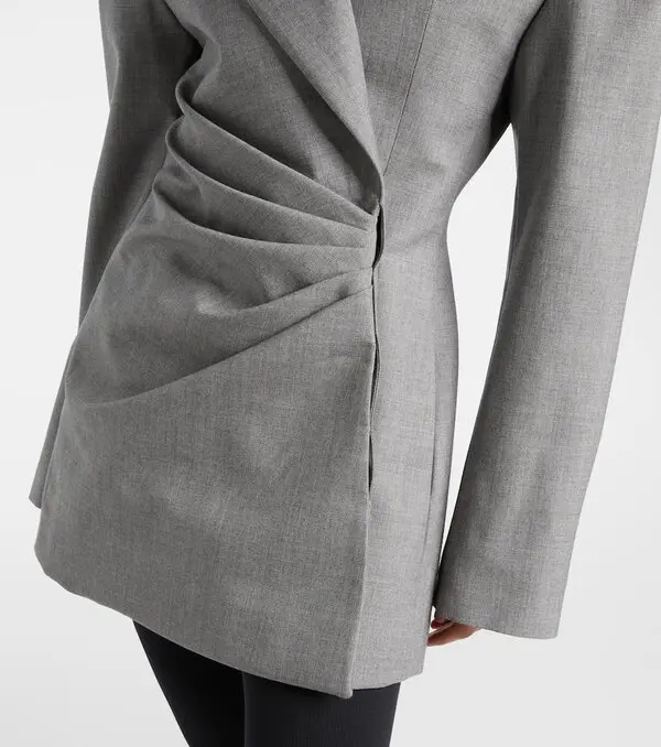 Balmain Draped Virgin Wool Blazer Dress