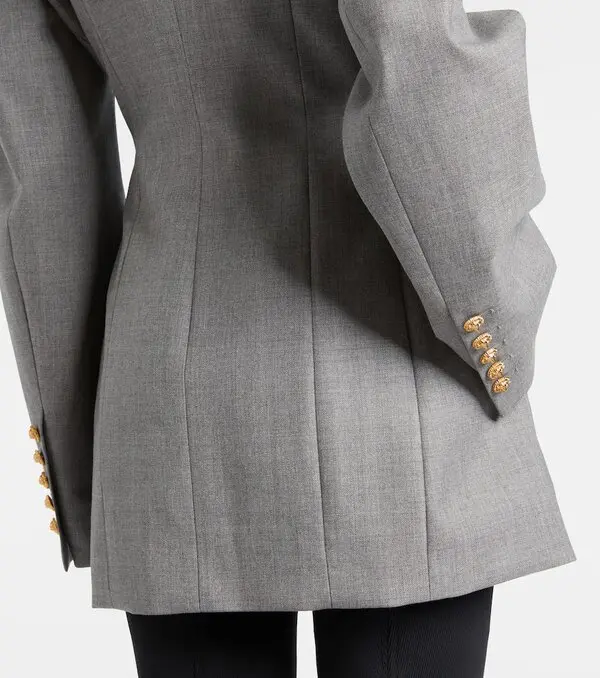 Balmain Draped Virgin Wool Blazer Dress