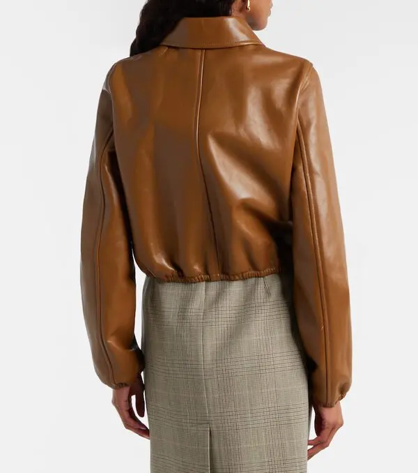Gucci Leather Bomber Jacket - Brown