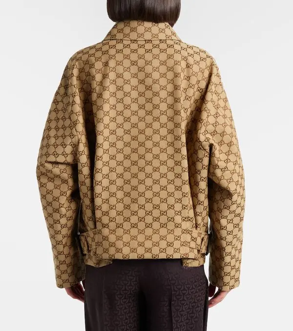 Gucci Gg Canvas Leather Bomber Jacket