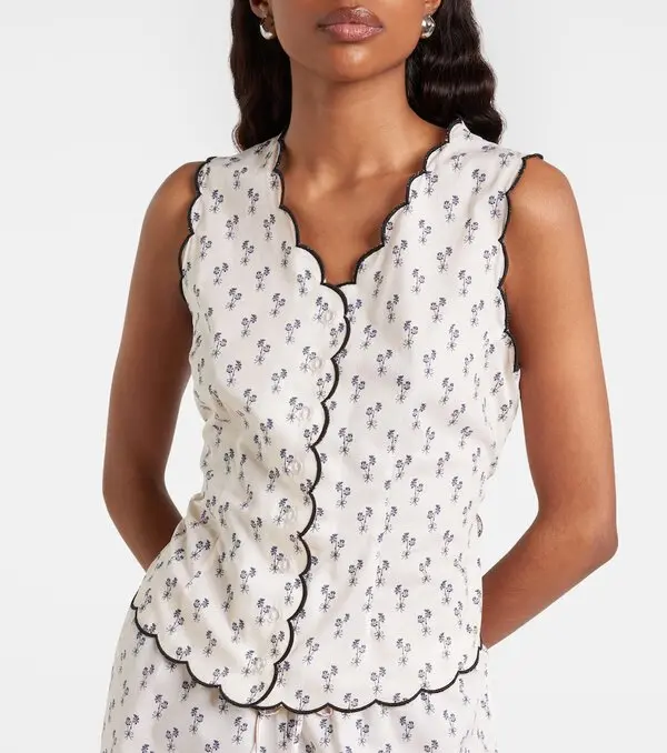 MONTCE Cynthia Floral Scalloped Cotton Vest