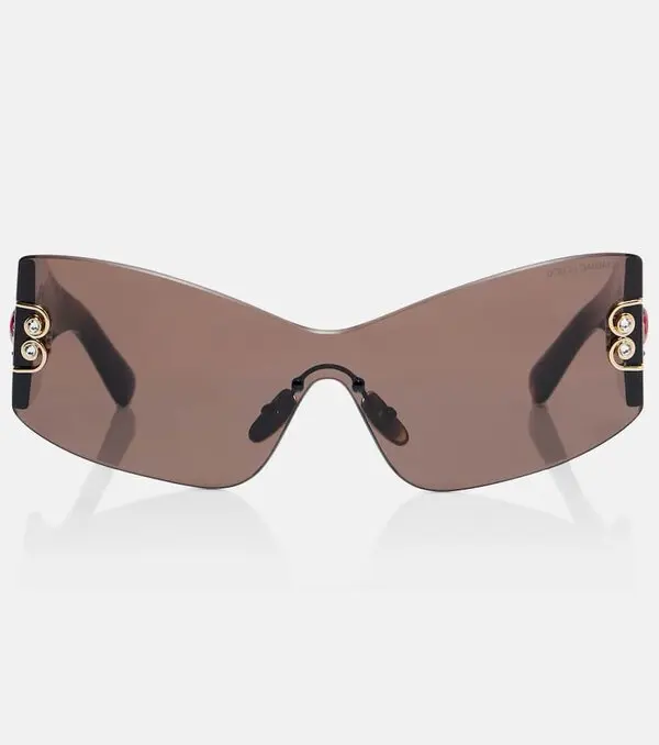 Dolce & Gabbana Embellished Rectangular Sunglasses - Brown