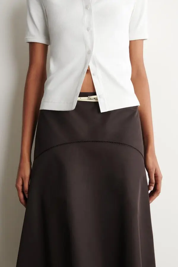 Cos Cotton Blend Twill Midi Skirt