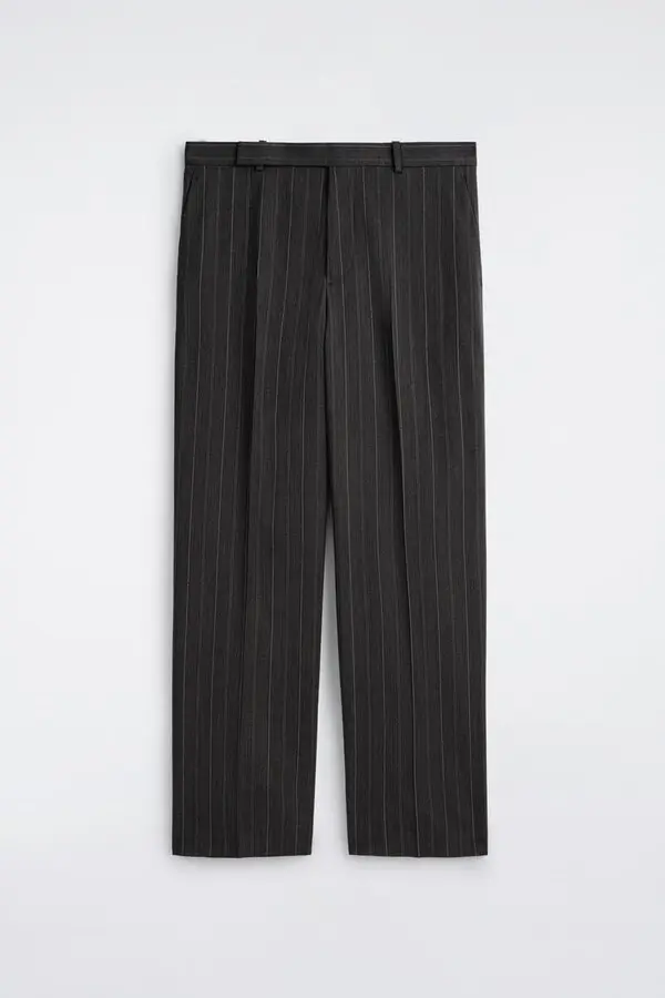 Cos Pinstriped Relaxed-fit Wide-leg Pants - Gray