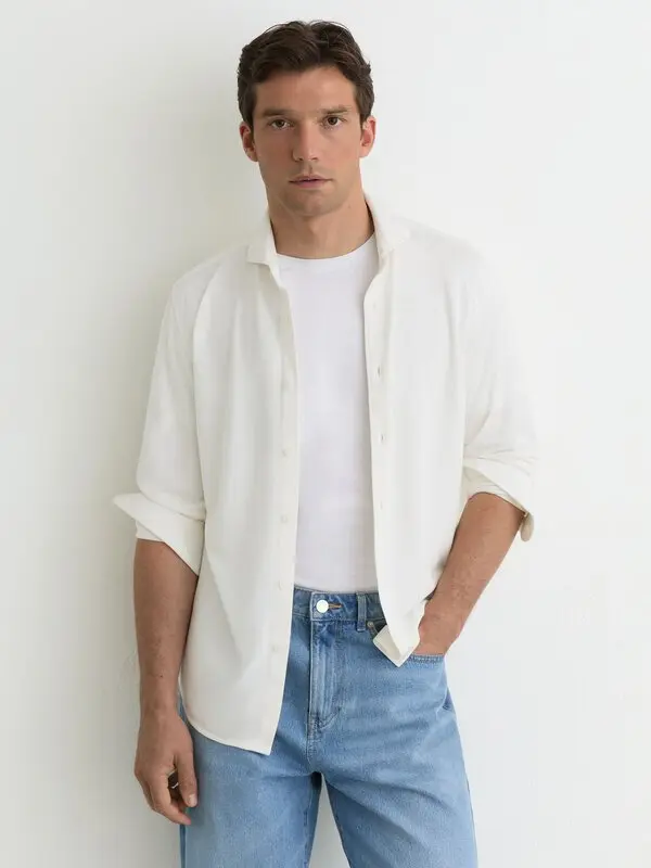 REISS Davaro Stretch-modal Cutaway-collar Shirt Regular-fit - White