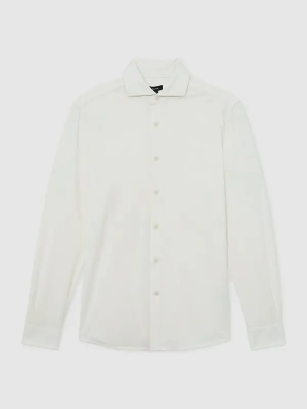 REISS Davaro Stretch-modal Cutaway-collar Shirt Regular-fit - White
