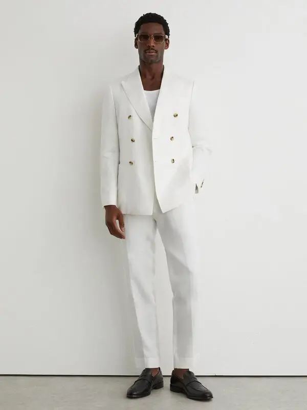 REISS Atlantic Db Linen-twill Double-breasted Blazer