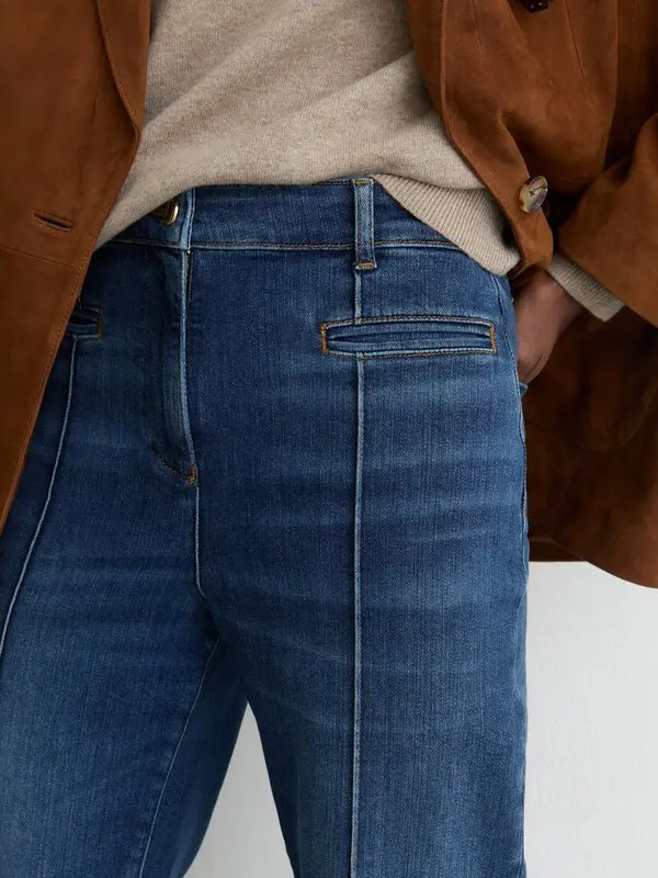 REISS Claude Pintuck-detail Flared Jeans - Mid Blue