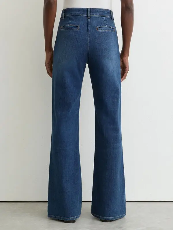 REISS Claude Pintuck-detail Flared Jeans - Mid Blue