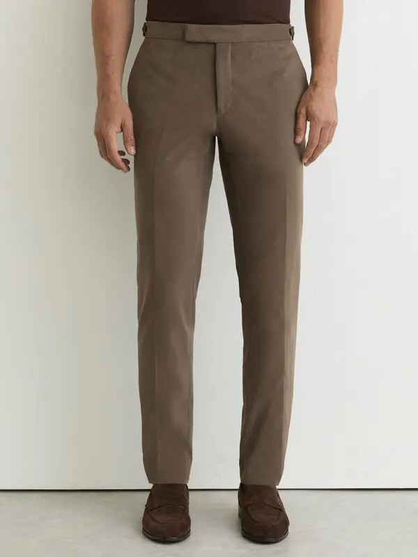 REISS Regent Suit Trousers - Taupe Brown