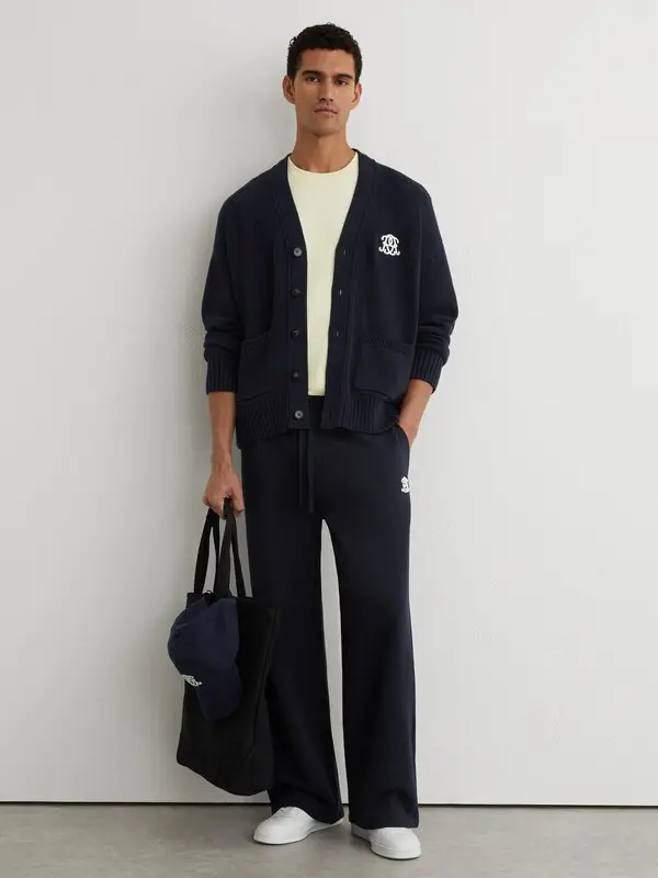 REISS Coates Monogram-embroidered Relaxed Cardigan