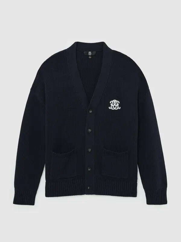 REISS Coates Monogram-embroidered Relaxed Cardigan