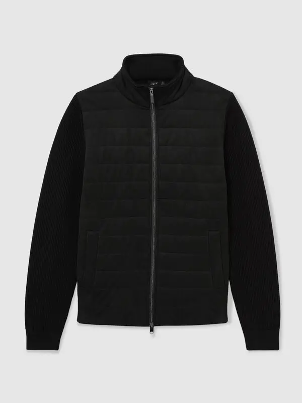 REISS Quilted Hybrid Zip-through Jacket