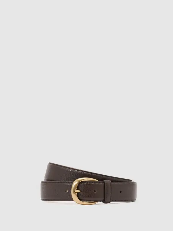 REISS Pebble Pierce Belt - Dark Brown