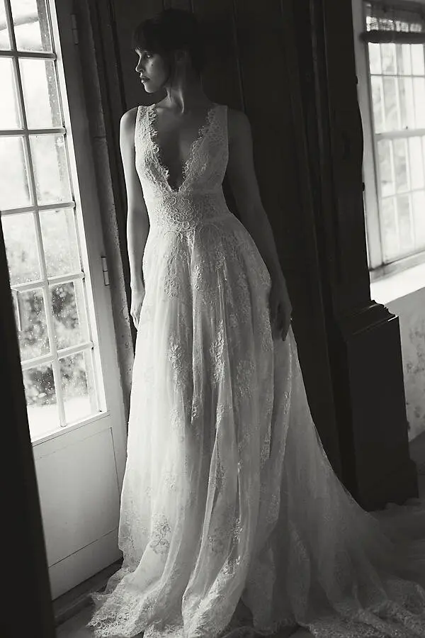 RISH Vayda Lace A-line Wedding Gown - Ivory