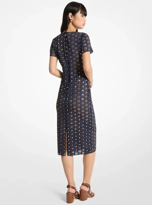 Michael Kors Laser Cut Mirror Scuba Midi Dress