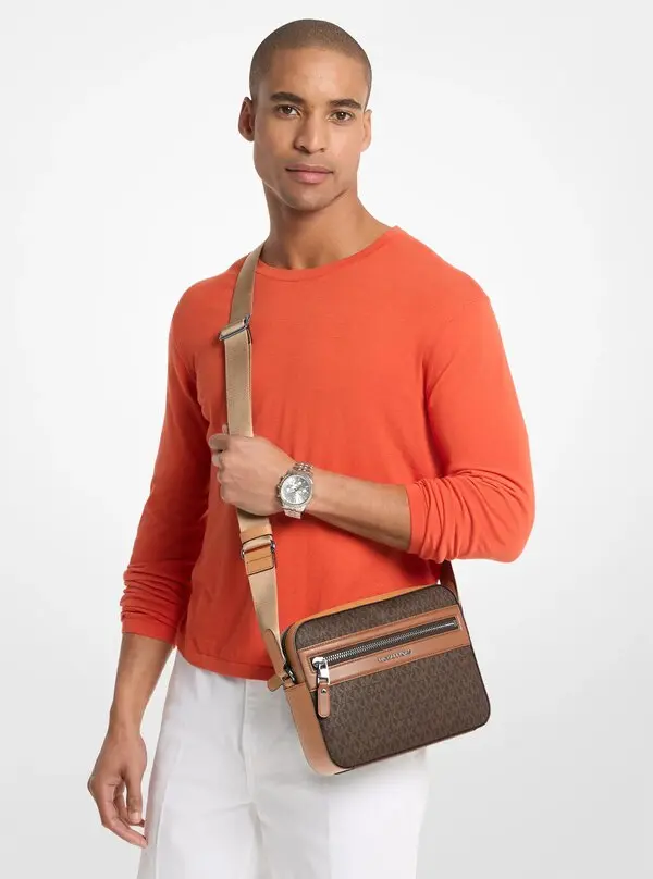Michael Kors Jet Set Signature Logo Crossbody Bag - Brown