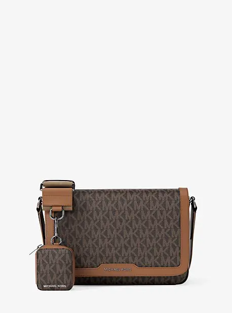 Michael Kors Hudson Mini Signature Logo Crossbody Bag With Airpod Case - Brown