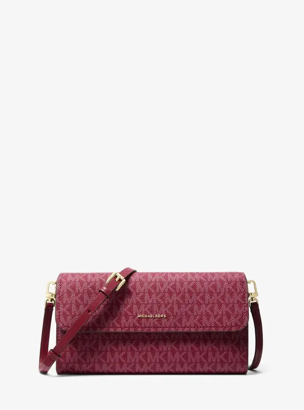 Michael Kors Jet Set Small Signature Logo Convertible Crossbody Bag - Red