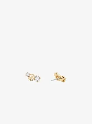 Michael Kors Logo And Cubic Zirconia Stud Earrings