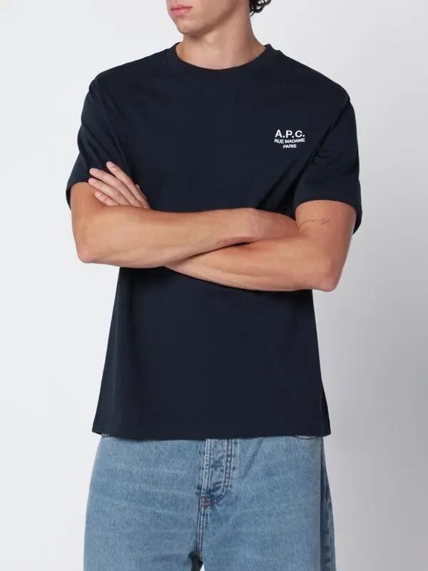 A.p.c. Crewneck T-shirt With Logo - Blue 1