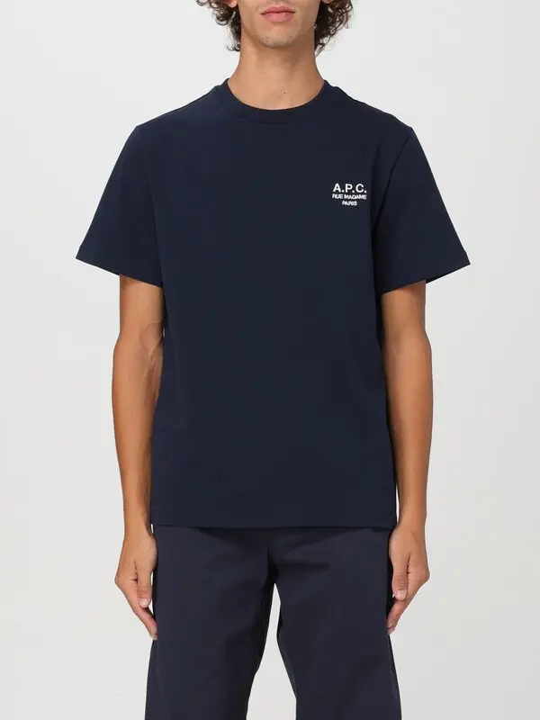A.p.c. Crewneck T-shirt With Logo - Blue