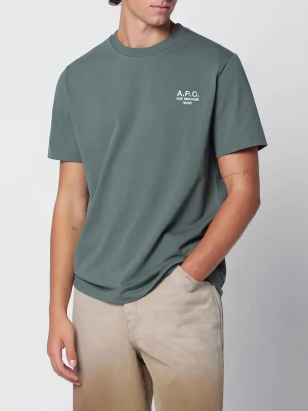 A.p.c. Crewneck T-shirt With Logo - Green