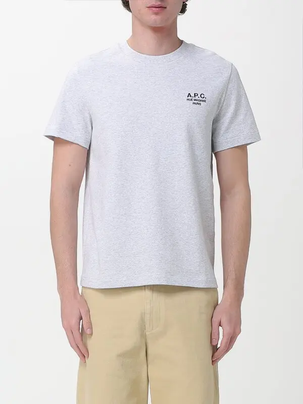 A.p.c. Crewneck T-shirt With Logo - Grey