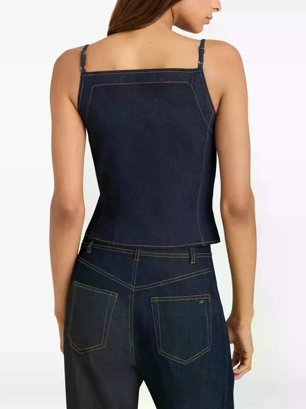 Cinq À Sept Sloane Denim Button Top - Blue