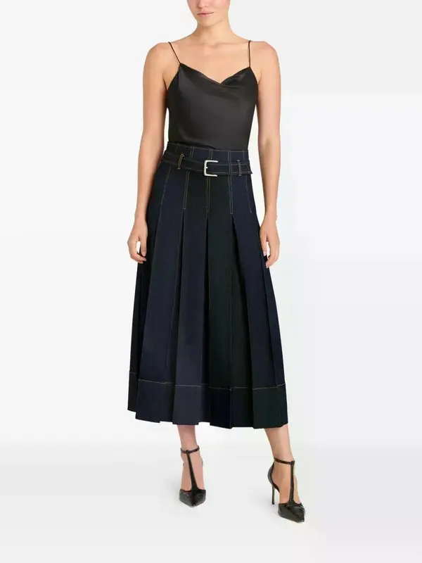 Cinq À Sept Rylee Belted Pleated Midi Skirt - Blue