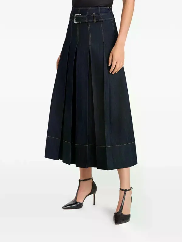 Cinq À Sept Rylee Belted Pleated Midi Skirt - Blue