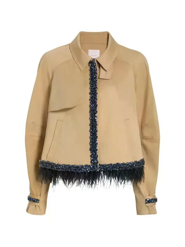 Cinq À Sept Carmila Feather-trim Jacket - Neutrals